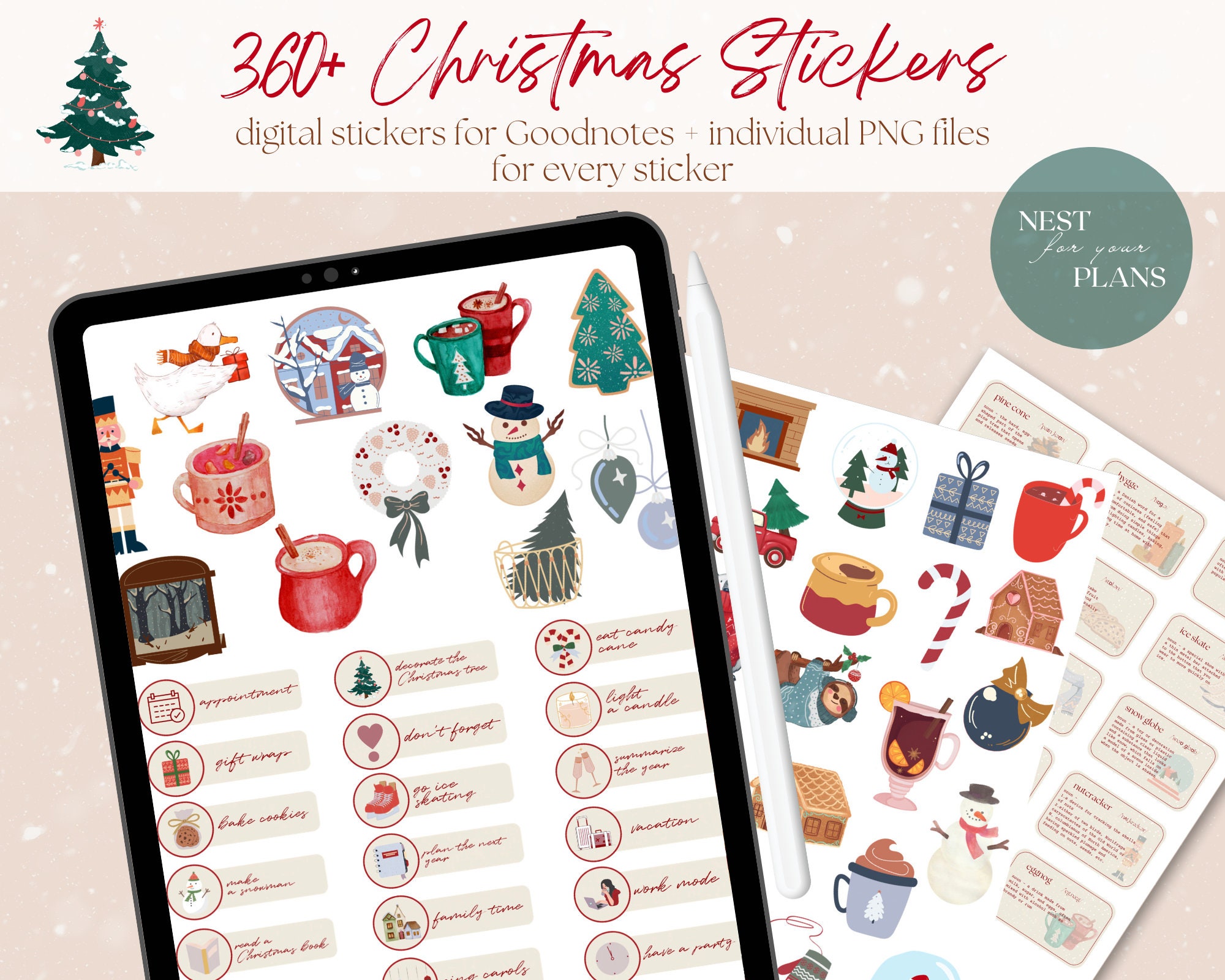 Christmas Stickers Goodnotes, Cozy Christmas Digital Stickers, Winter ...