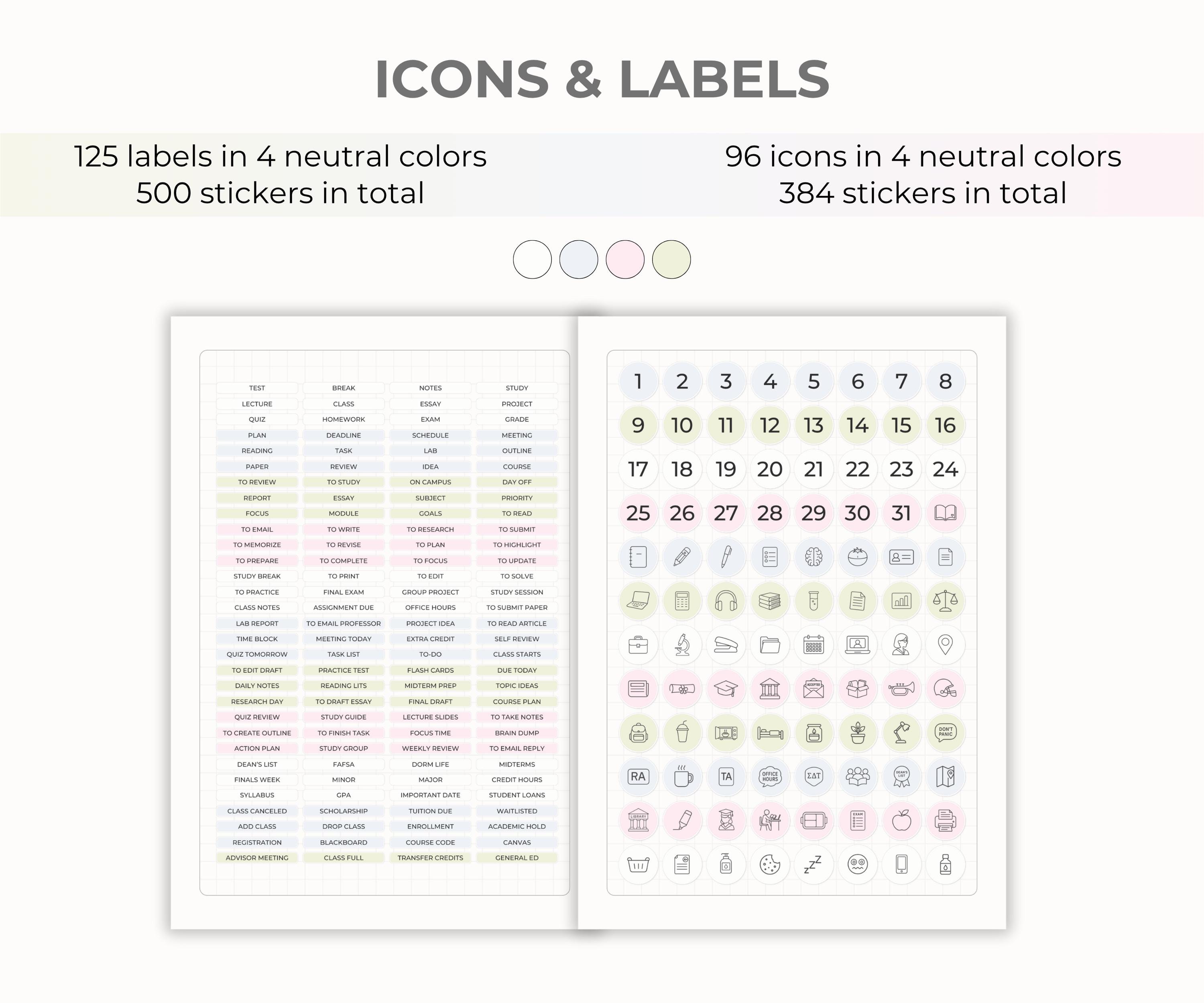 Digital Student Stickers for Goodnotes, Academic Planner Stickers ...