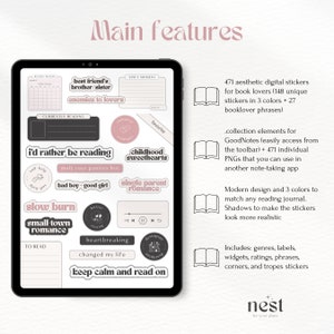 Digital Stickers for Reading Journal | Bookish Goodnotes Stickers ...
