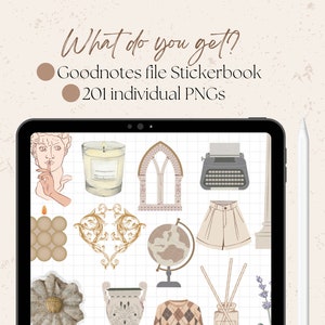 Light Academia Digital Stickers, Vintage Goodnotes Stickerbook, Dark ...