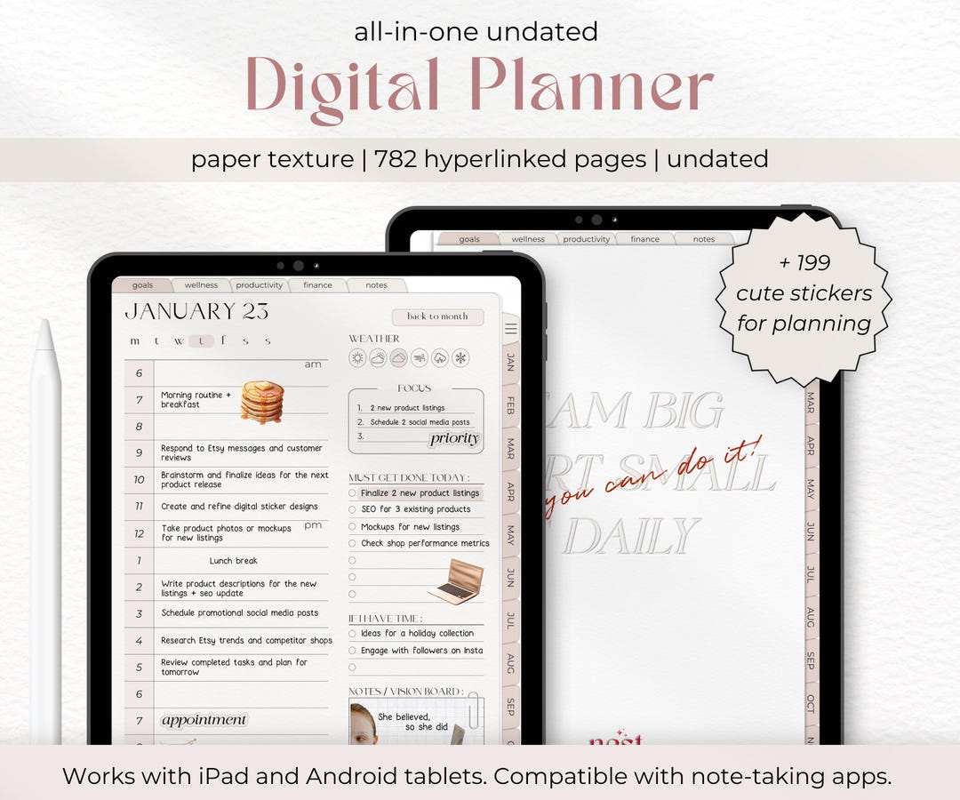 2026 Digital Planner, Undated All-in-one Planner for Goodnotes, Paper ...