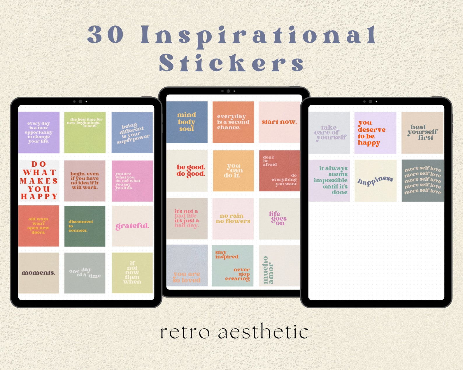 Inspirational Quotes Digital Stickers, Retro Goodnotes Stickerbook ...