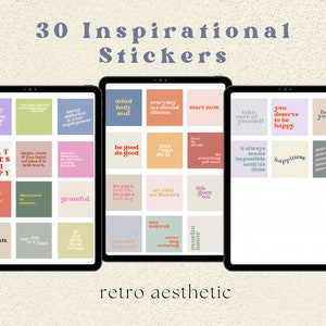 Inspirational Quotes Digital Stickers, Retro Goodnotes Stickerbook ...