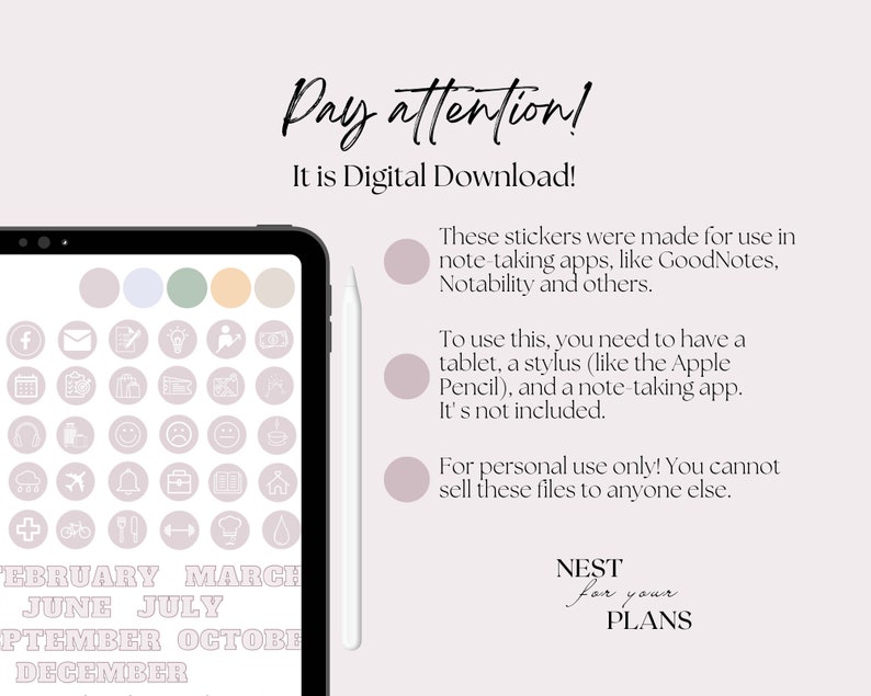 Everyday Basic Digital Stickers Pack, Goodnotes Stickerbook, Widgets ...