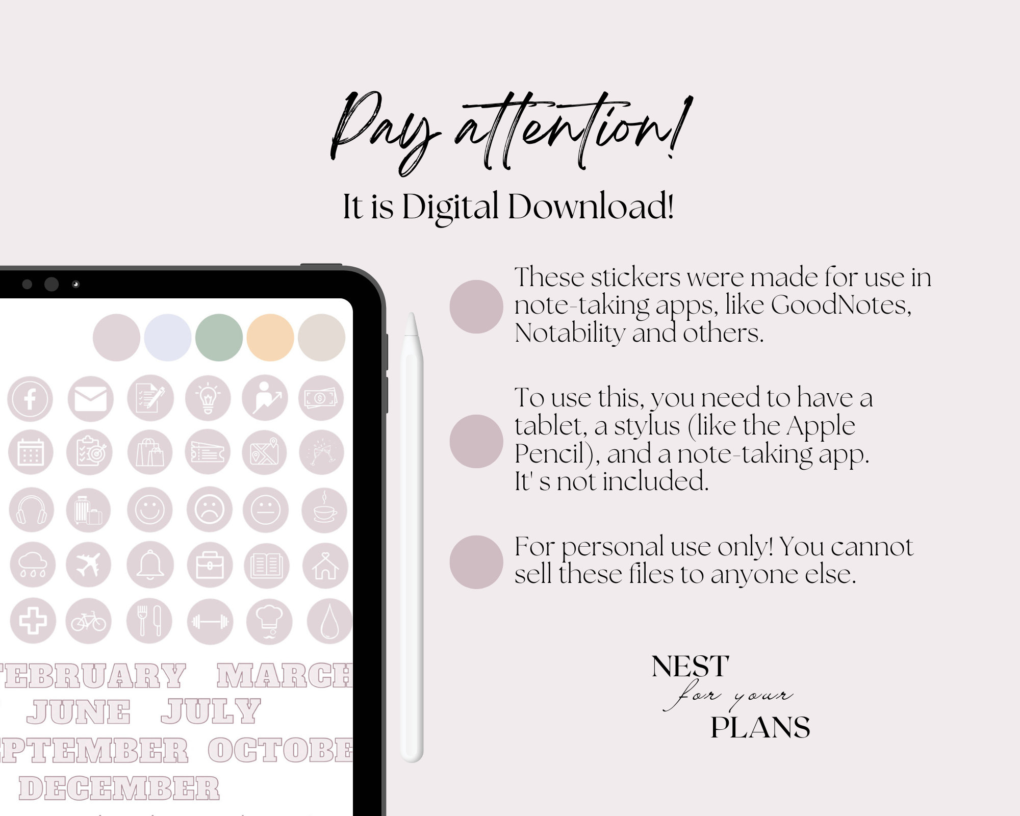 Everyday Basic Digital Stickers Pack Goodnotes Stickerbook - Etsy