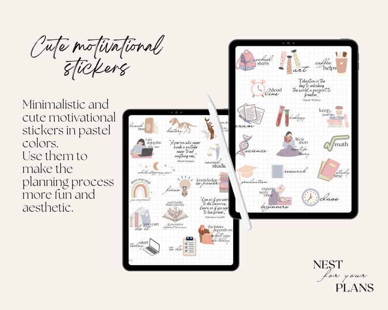 Back to School Digital Stickers Goodnotes PNG Files of Study - Etsy