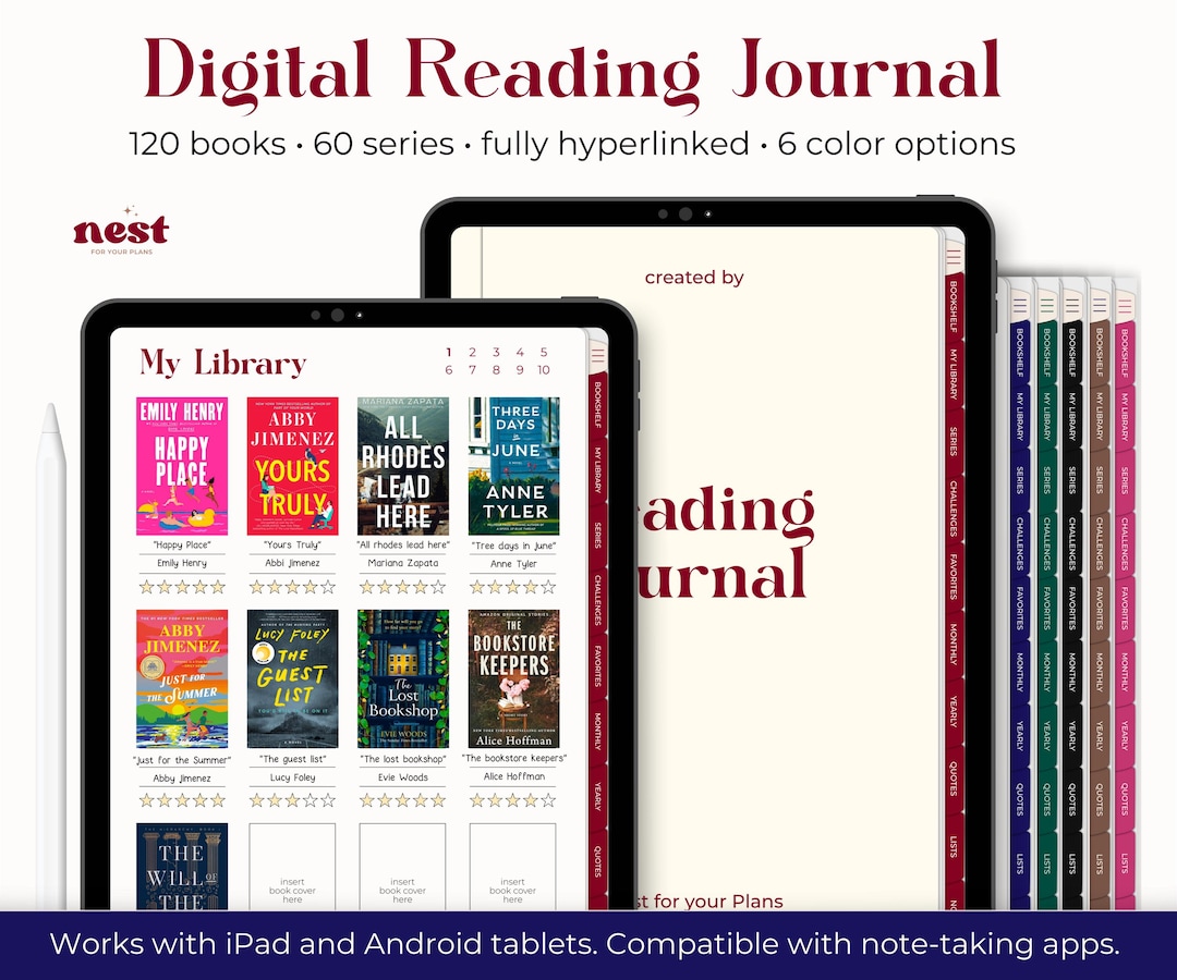 Digital Reading Journal, Book Tracker for Ipad, Goodnotes Aesthetic ...