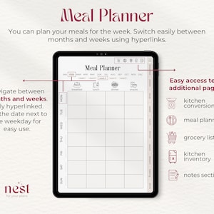 Digital Recipe Book | Paper Texture Goodnotes Meal Planner | Recipe ...