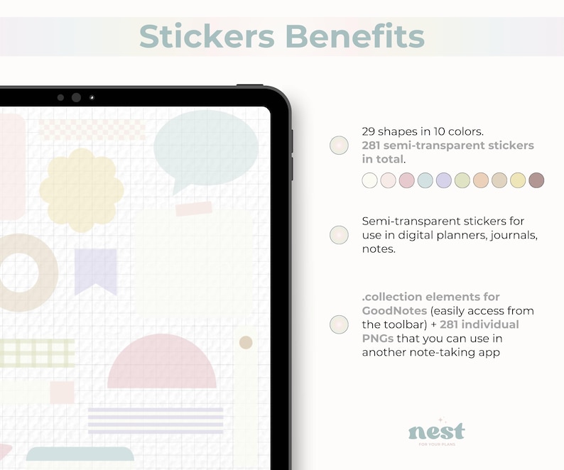 Semi-transparent Digital Stickers | Goodnotes Translucent Sticky Notes ...