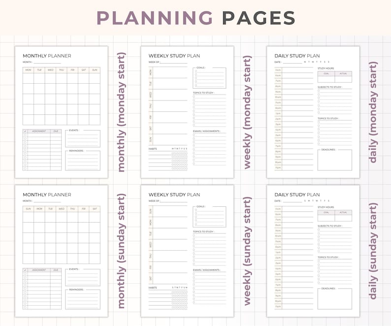 Student Planner Printable Bundle | Academic Planner | Tracker for ...