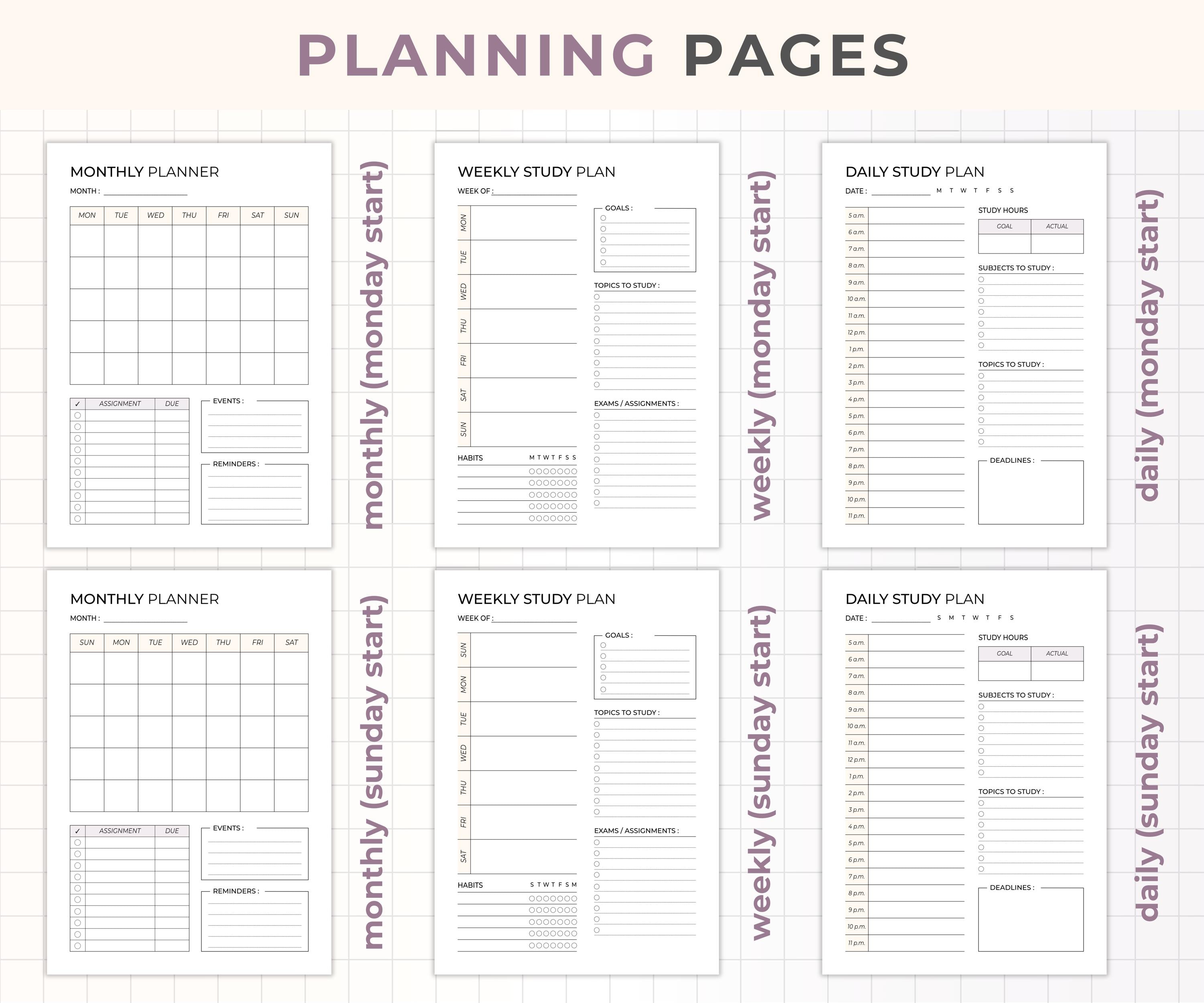 Student Planner Printable Bundle | Academic Planner | Tracker for ...
