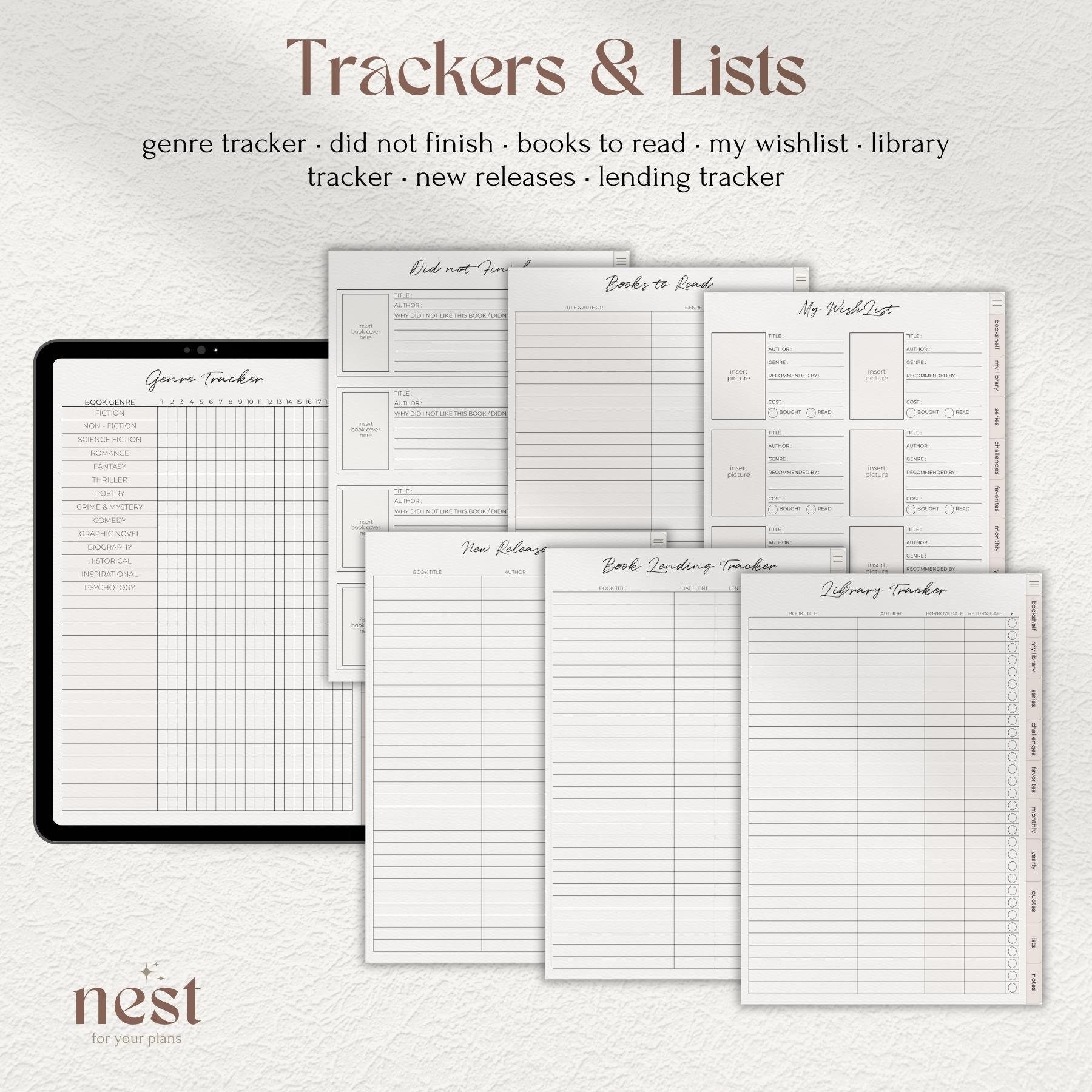 Diario de lectura digital / Planificador de lectura de textura de papel ...