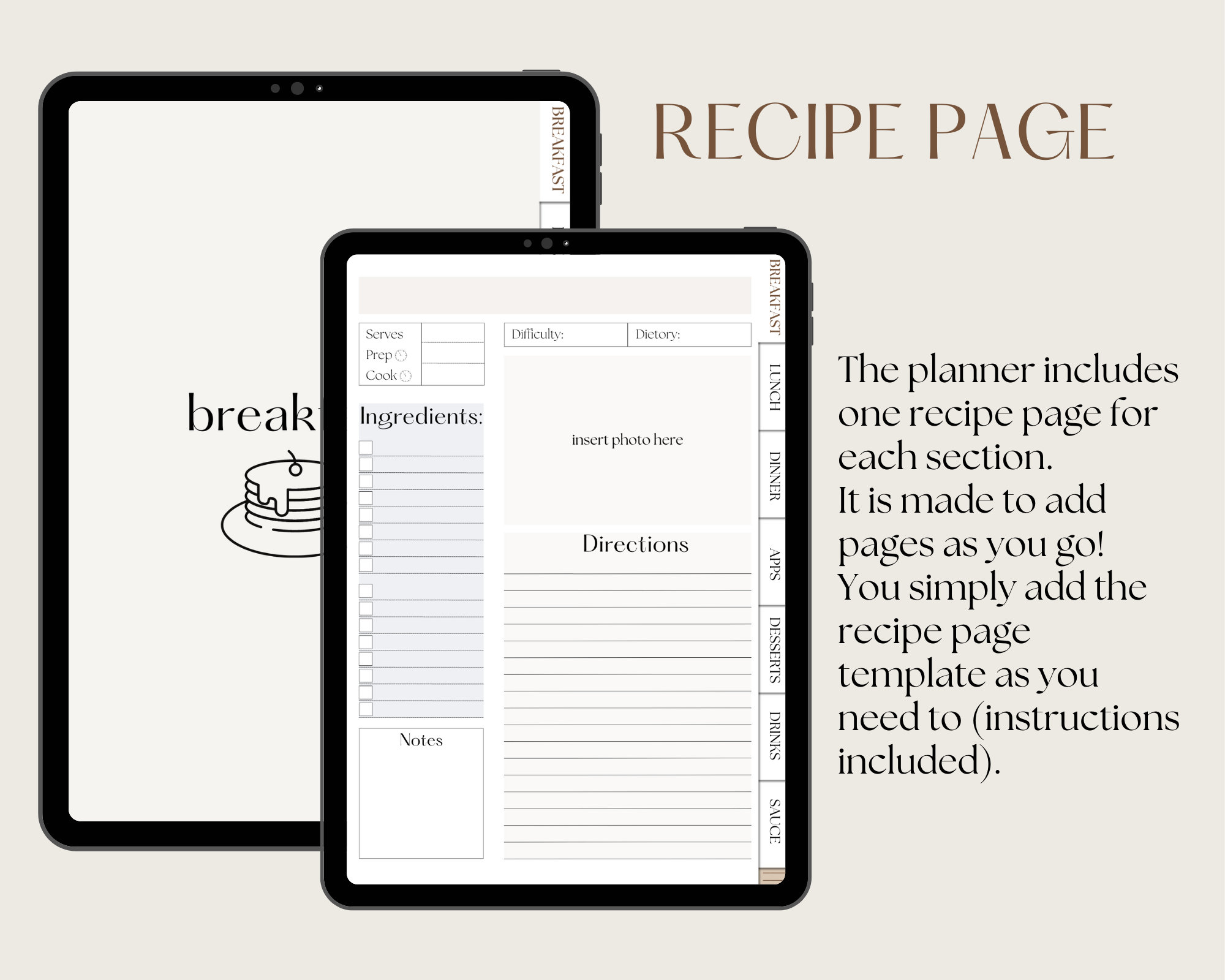 Digital Recipe Book, Digital Weekly Meal Planner, Goodnotes Cookbook ...