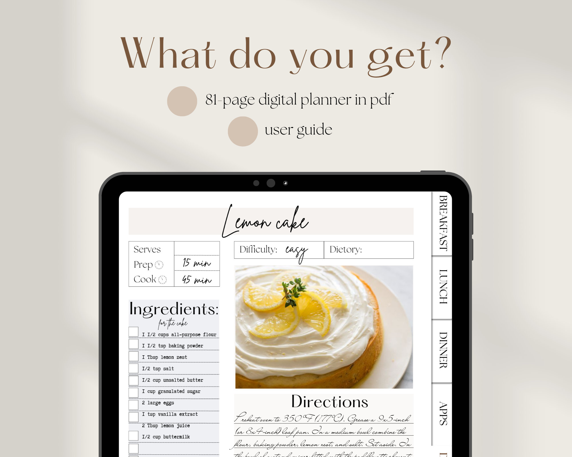 Digital Recipe Book, Digital Weekly Meal Planner, Goodnotes Cookbook ...