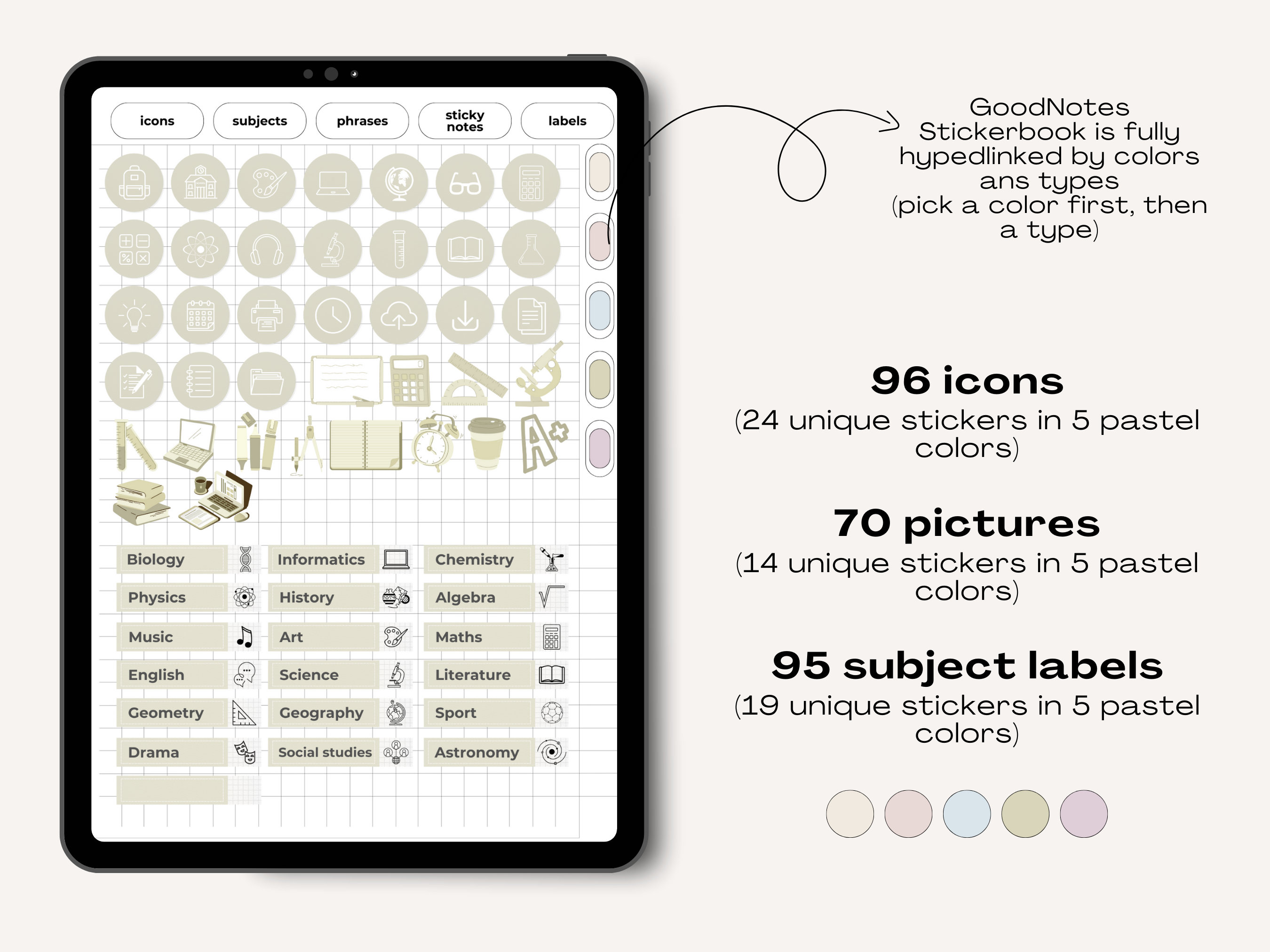 Digital Student Stickers | 810 Aesthetic Stickers for Goodnotes ...