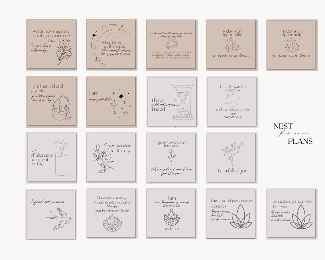 50 Affirmation Cards Printable Digital Stickers Inspirational Goodnotes ...