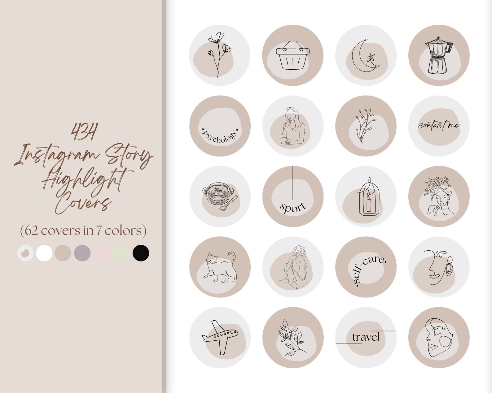 434 Boho Instagram Highlight Covers / Black and White / Neutral ...