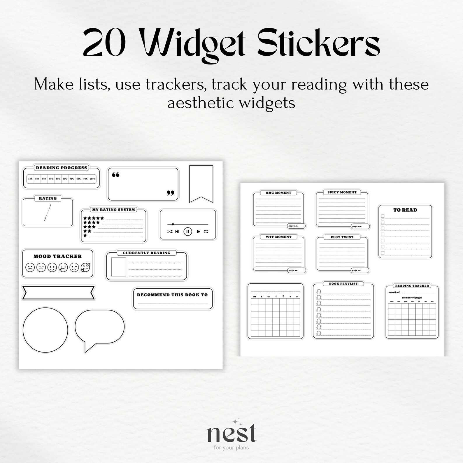 Digital Stickers for Reading Journal Bookish Goodnotes Stickers Widgets ...