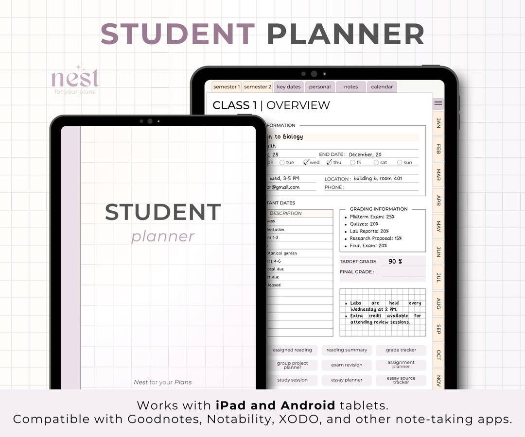 Digital Student Planner | Undated iPad Academic Planner | College ...