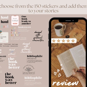 150 Instagram Story Sticker, Bookstagram Template, Bookworm Instagram ...