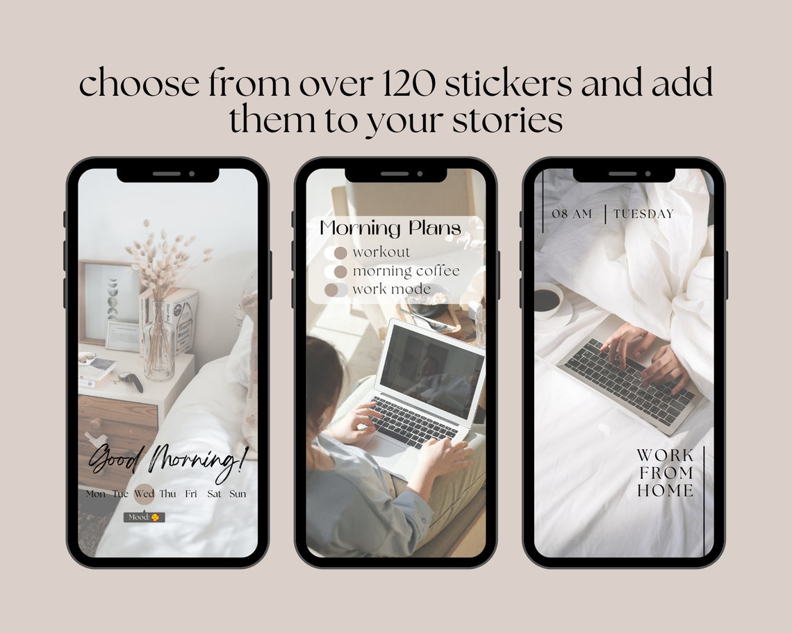 120 Everyday Story Stickers Basic Stories Templates Black - Etsy
