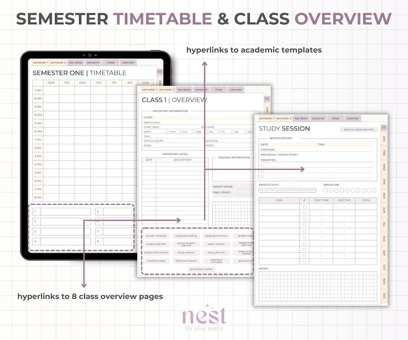 Digital Student Planner | Undated iPad Academic Planner | College ...
