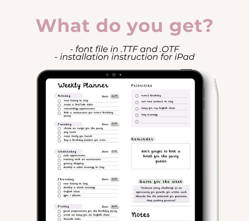 Cute Handwritten Font for Digital Notes, Digital Planning and ...