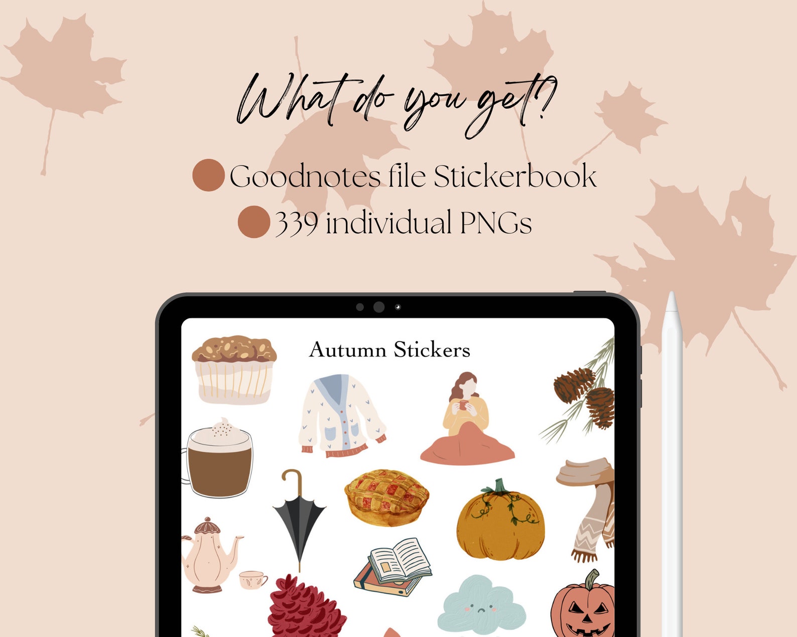 Autumn Everyday Digital Stickers Goodnotes PNG Pumpkin Fall - Etsy