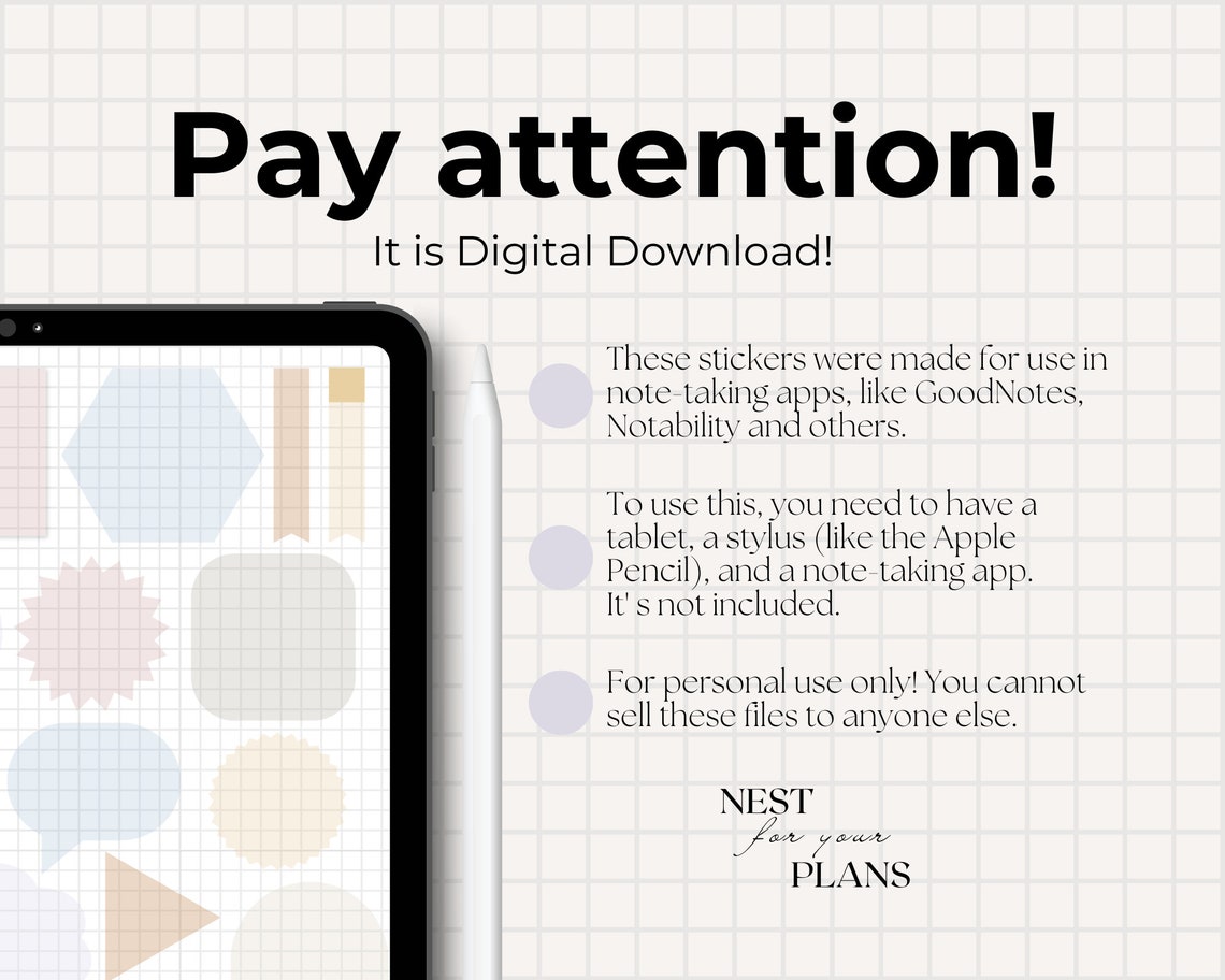 Transparent Digital Sticky Notes | Student Stickers | iPad | Goodnotes ...