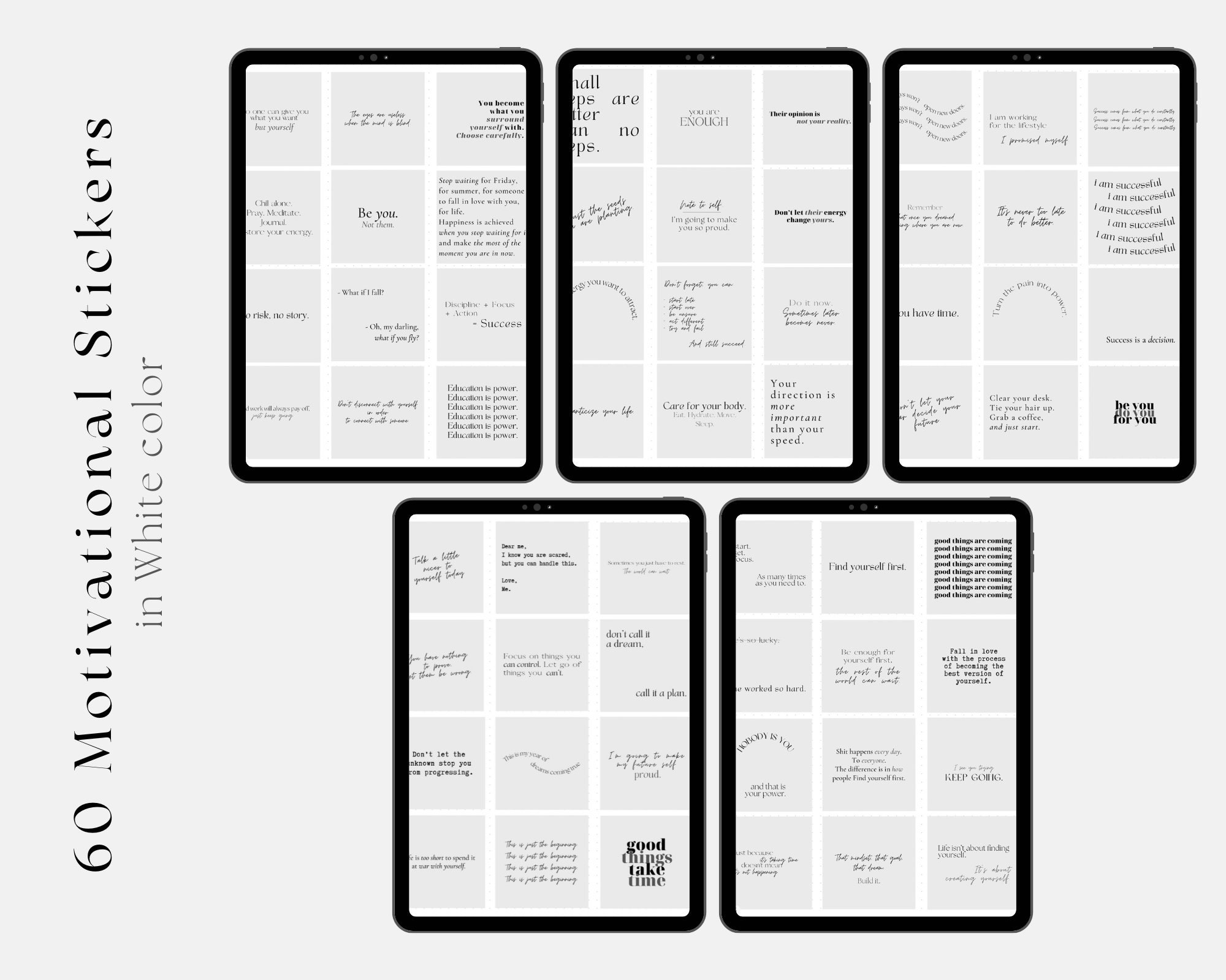 Inspirational Quotes Digital Stickers, That Girl Quotes, Black White ...