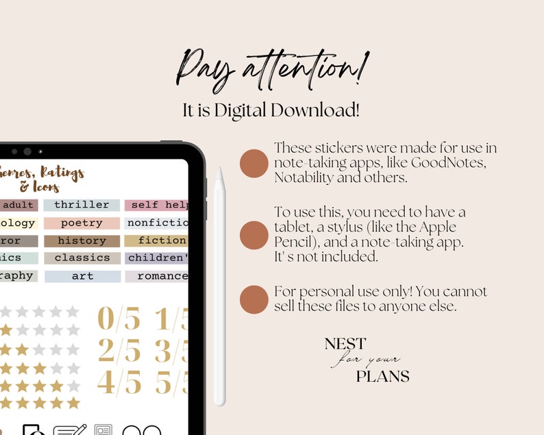 Book Lover Digital Stickers Goodnotes PNG Reading Stickers - Etsy