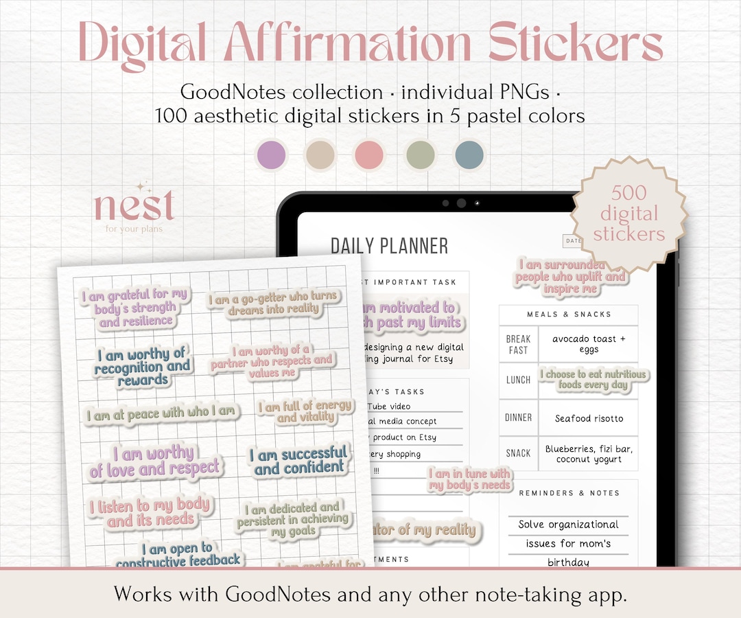 Affirmation Digital Stickers | Puffy Pastel Affirmations for Goodnotes ...