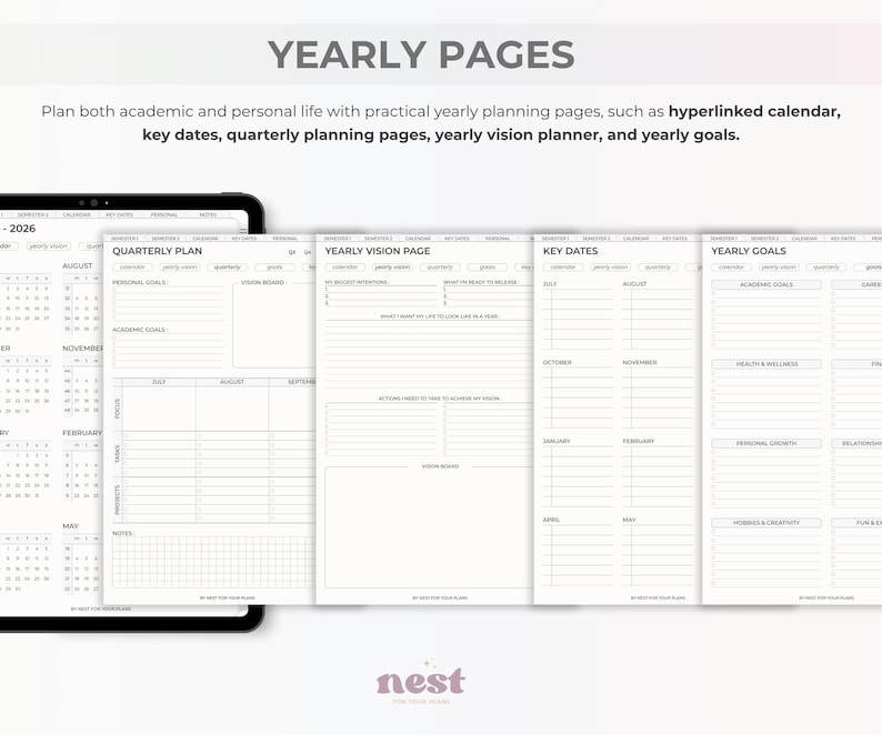 Academic Planner 2025-2026, Digital Student Planner, Goodnotes College ...