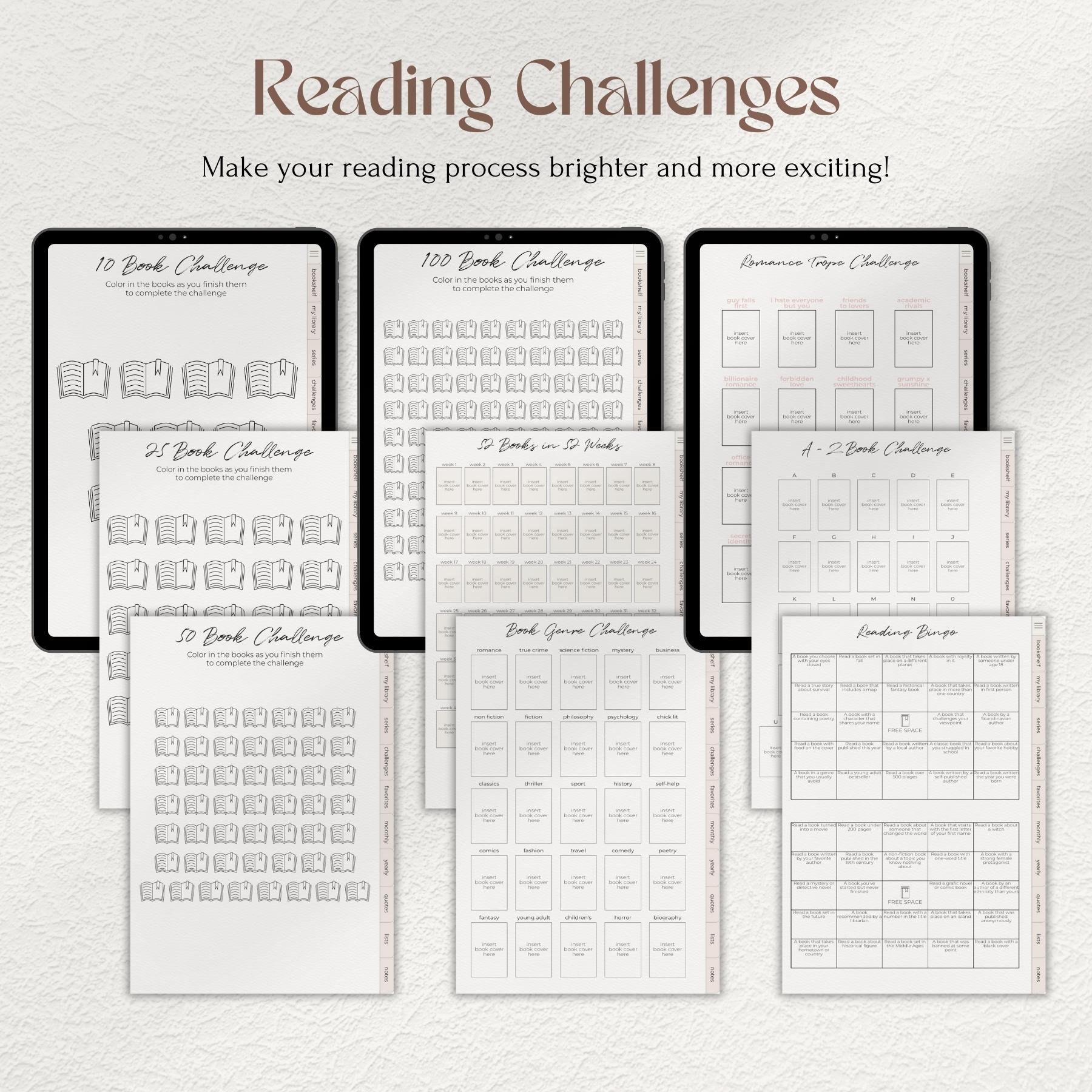 Diario de lectura digital / Planificador de lectura de textura de papel ...