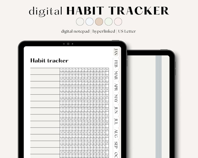 Digital Habit Tracker Minimalistic Everyday Habit Tracker Goodnotes ...