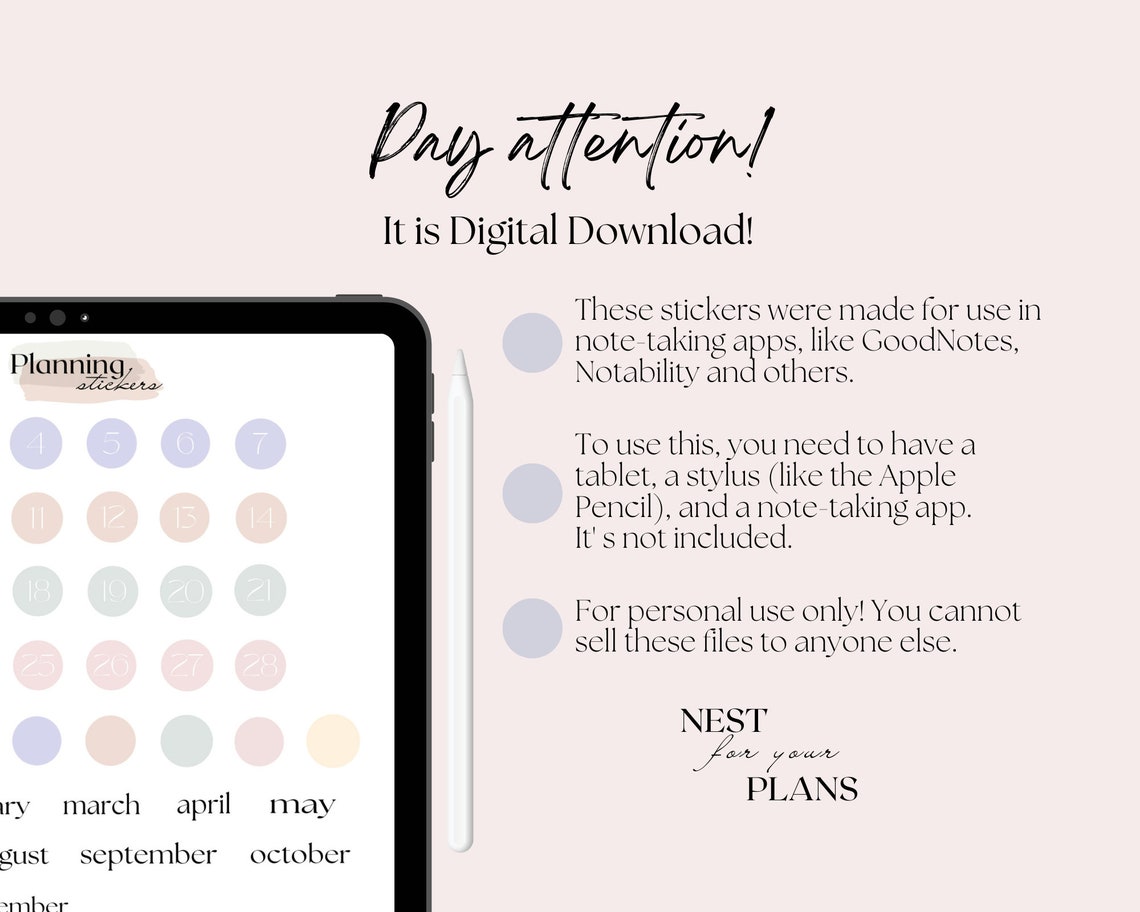 Everyday Digital Stickers Goodnotes PNG Files of Digital - Etsy