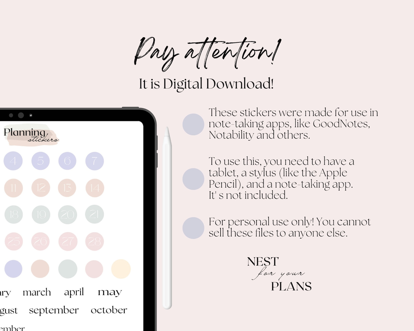 Everyday Digital Stickers Goodnotes PNG Files of Digital - Etsy