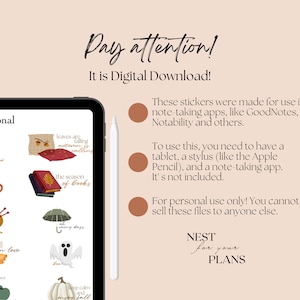 Autumn Everyday Digital Stickers Goodnotes, PNG Pumpkin Fall Stickers ...