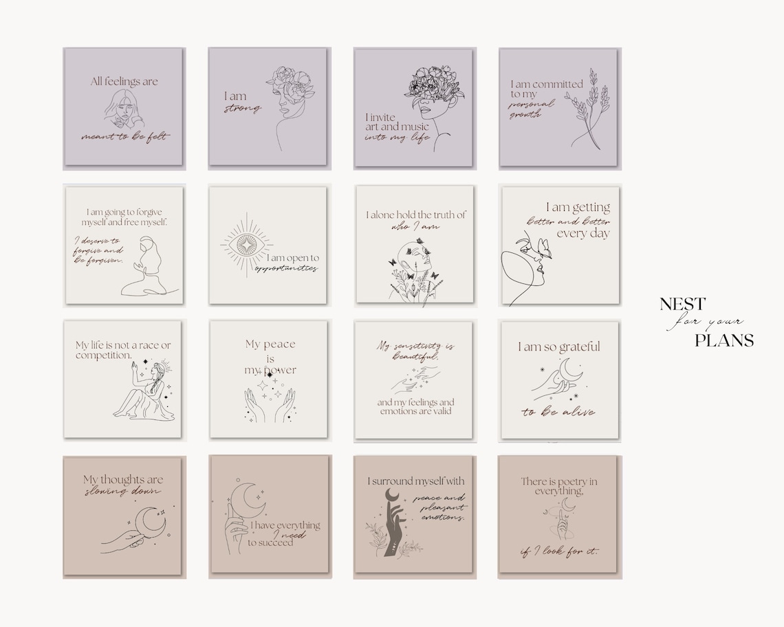 50 Affirmation Cards Printable Digital Stickers Inspirational Goodnotes ...