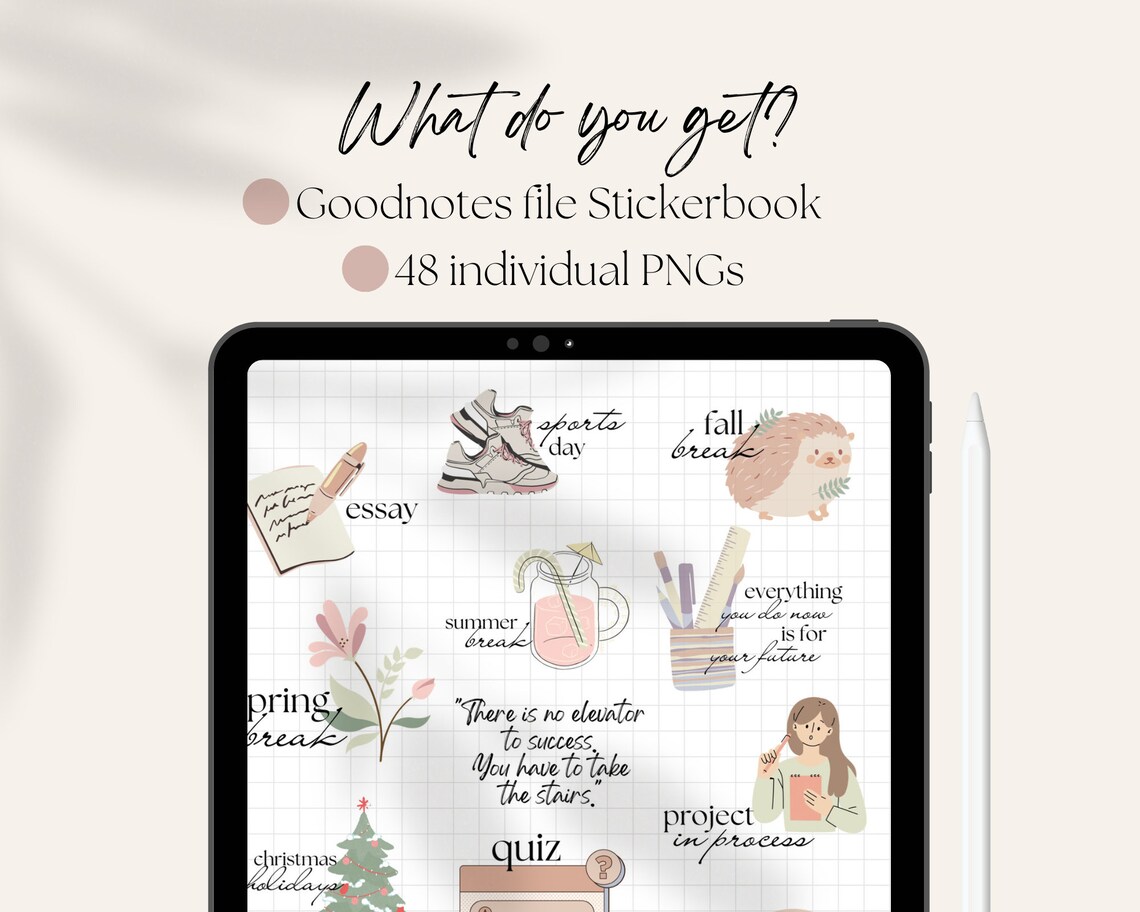 Back to School Digital Stickers Goodnotes, PNG Files of Study Stickers ...