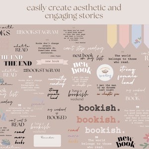 150 Instagram Story Sticker, Bookstagram Template, Bookworm Instagram ...
