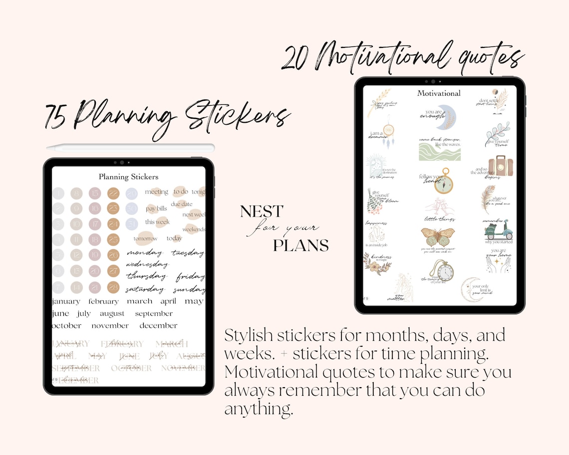 Everyday Vintage Digital Stickers Goodnotes PNG Boho - Etsy