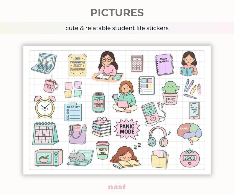 Digital Student Stickers for Goodnotes, Academic Planner Stickers ...