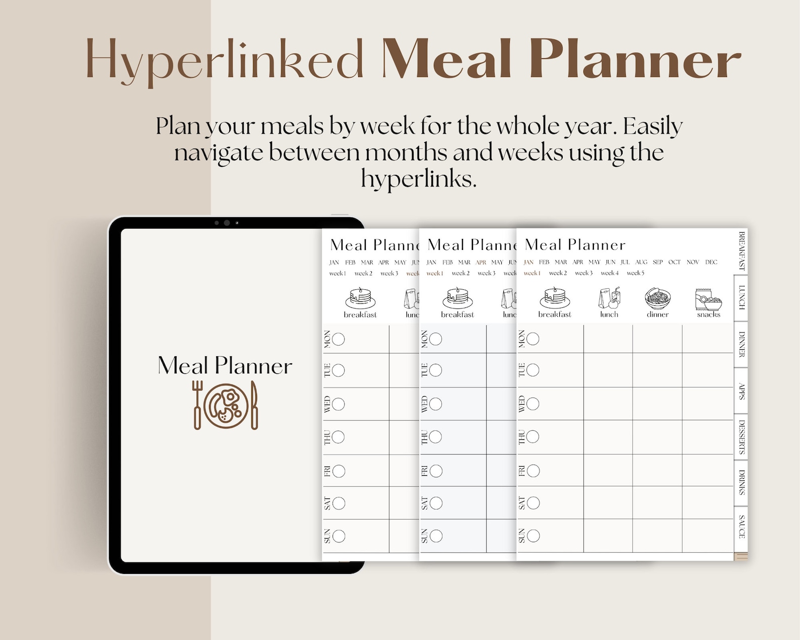 Digital Recipe Book, Digital Weekly Meal Planner, Goodnotes Cookbook ...
