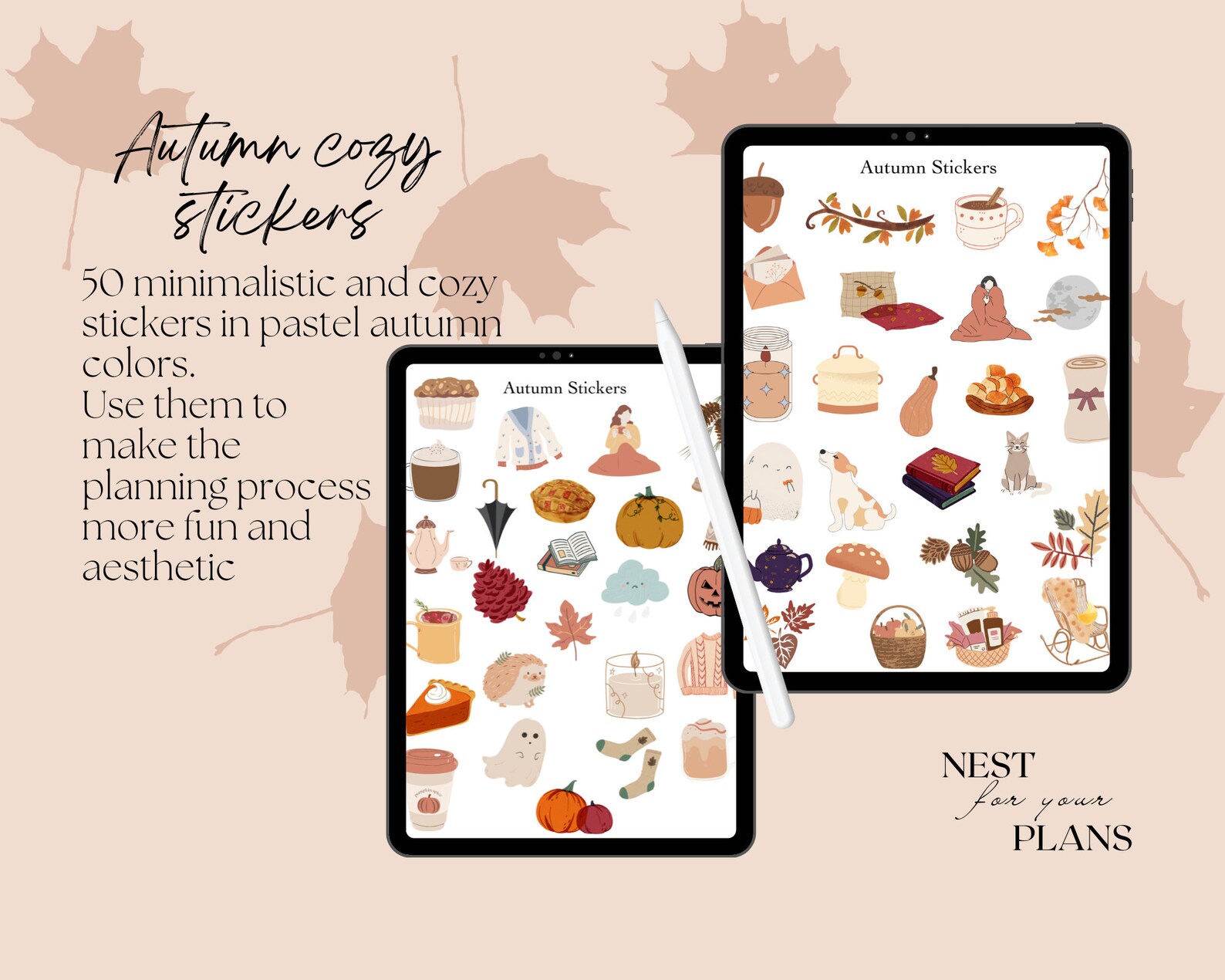Autumn Everyday Digital Stickers Goodnotes PNG Pumpkin Fall - Etsy