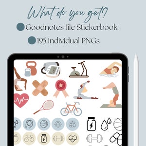 Fitness Digital Stickers, Workout Goodnotes Stickerbook, Wellness ...