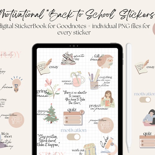 Back to School Digital Stickers Goodnotes PNG Files of Study - Etsy