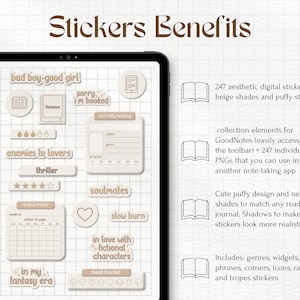 Digital Stickers for Reading Journal | Puffy Bookish Goodnotes Stickers ...