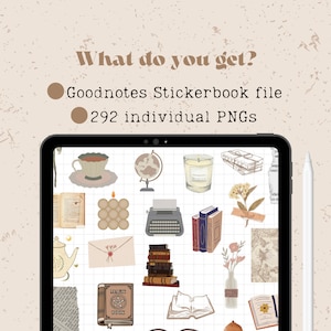 Vintage Bookish Digital Stickers, Book Lover Goodnotes Stickerbook, PNG ...
