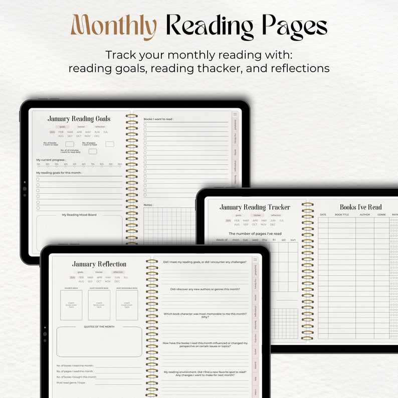 Digital Reading Journal | Horizontal Paper Texture Reading Planner for ...